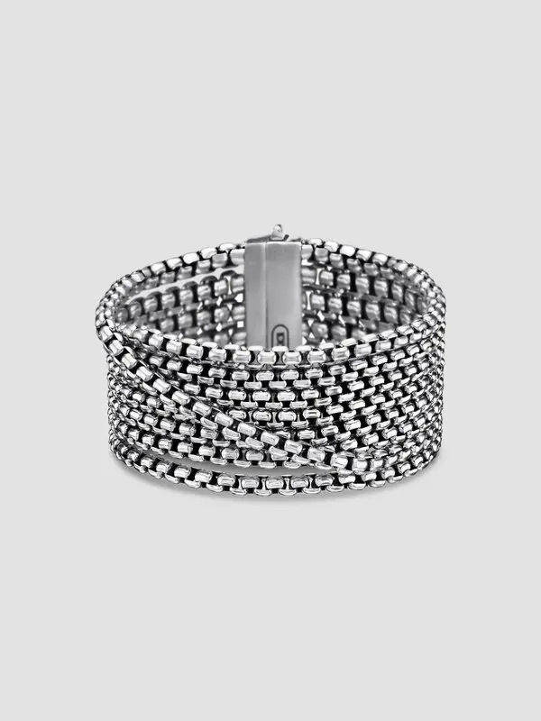 David Yurman Box Chain Eight Row Bracelet In Sterling 28mm