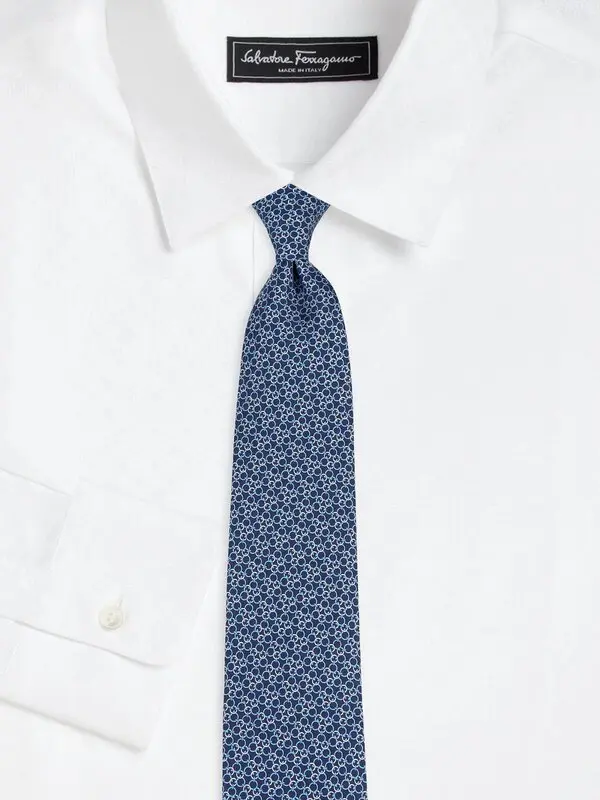 FERRAGAMO Zeffiro Gancini Tie - Navy