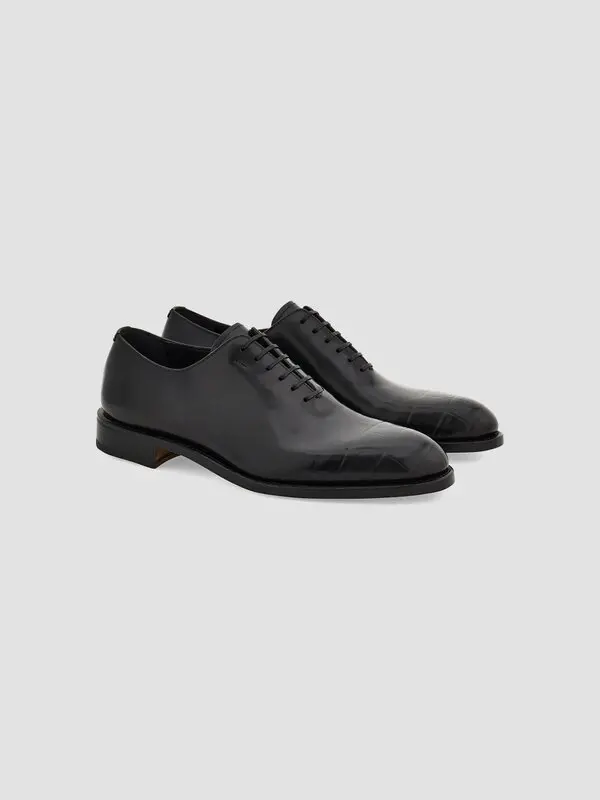 FERRAGAMO Angiolo Croc-embossed Leather Oxfords