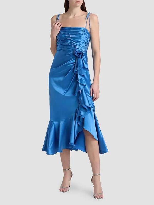 Cinq À Sept Mireya Gathered Silk Midi-dress