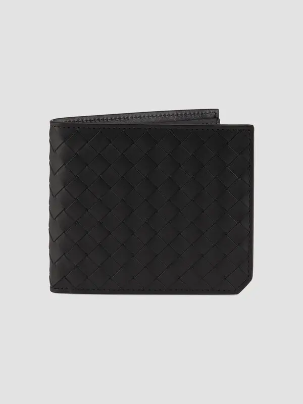 Bottega Veneta Intrecciato Leather Bifold Wallet - Black Silver