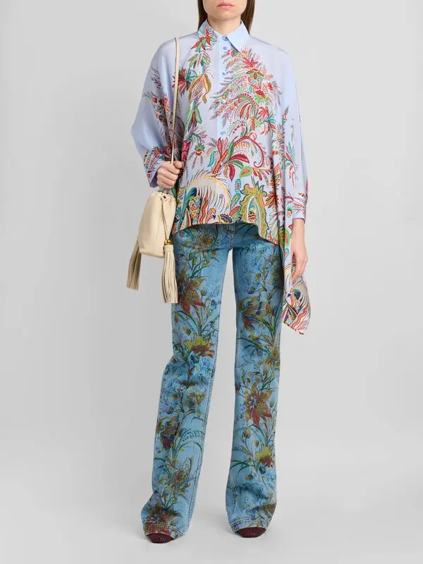 Etro Paisley Handkerchief Hem Silk Shirt