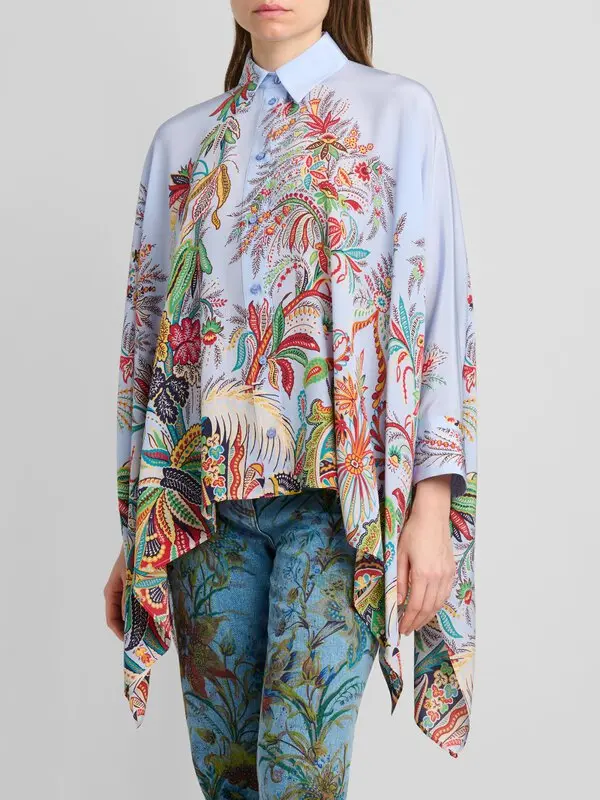 Etro Paisley Handkerchief Hem Silk Shirt