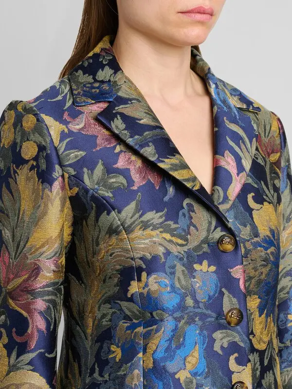 Etro Floral Cotton-blend Jacquard Notch Lapel Coat