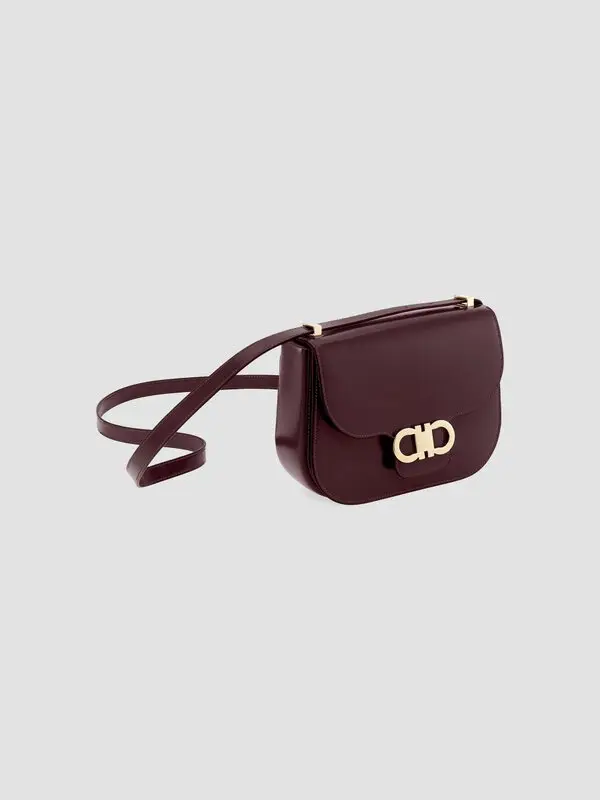 FERRAGAMO Double Gancini Flap Leather Crossbody Bag