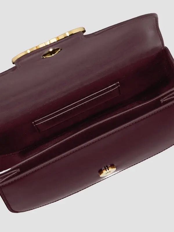 FERRAGAMO Double Gancini Flap Leather Crossbody Bag