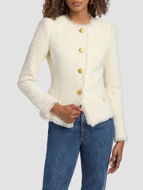 L'Agence Nerina Tailored Bouclé Blazer - Ivory