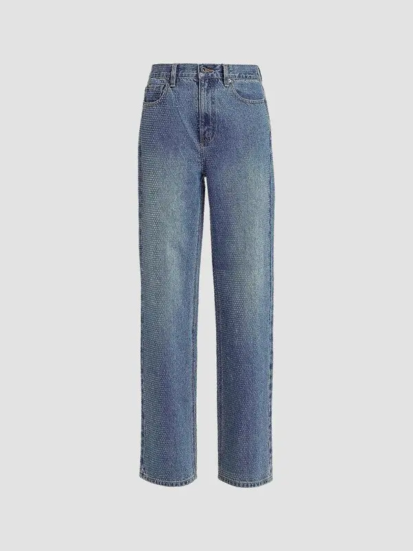 SELF-PORTRAIT Rhinestone Straight-leg Jeans