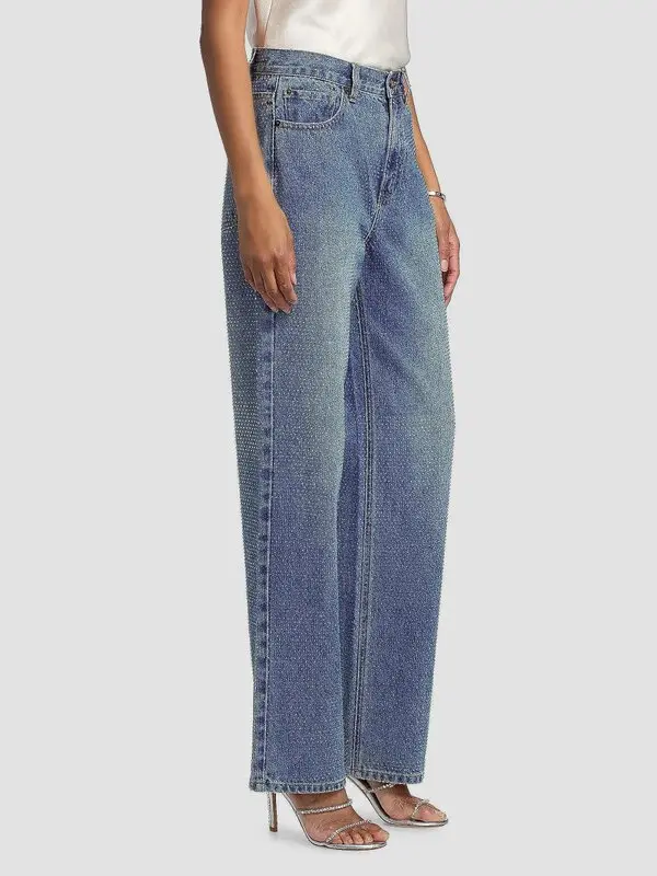 SELF-PORTRAIT Rhinestone Straight-leg Jeans
