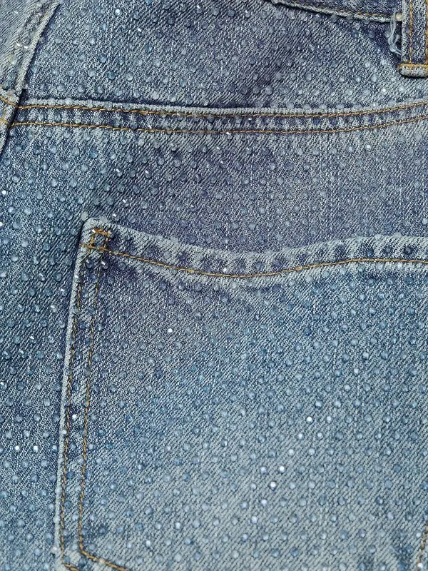 SELF-PORTRAIT Rhinestone Straight-leg Jeans