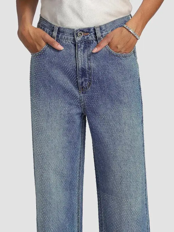 SELF-PORTRAIT Rhinestone Straight-leg Jeans