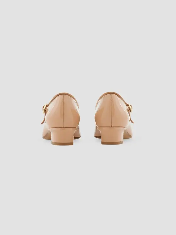 FERRAGAMO Vally Bow 30mm Patent Leather Mary Janes - Beige
