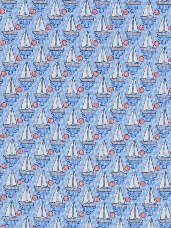 FERRAGAMO Alba Sailboat-print Silk Tie - Celeste