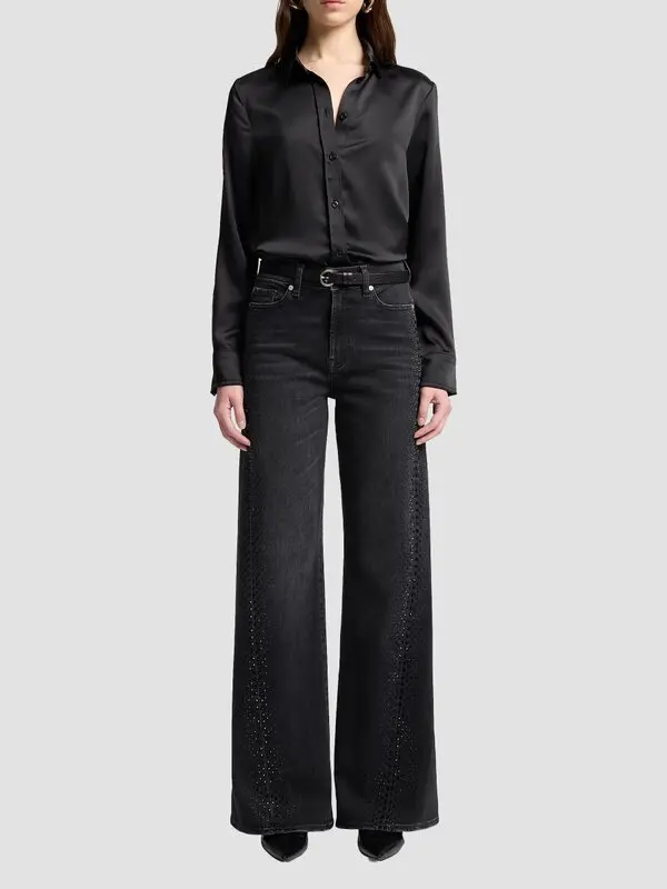 7 For All Mankind Twisted Lotta Rhinestone Wide-leg Jeans