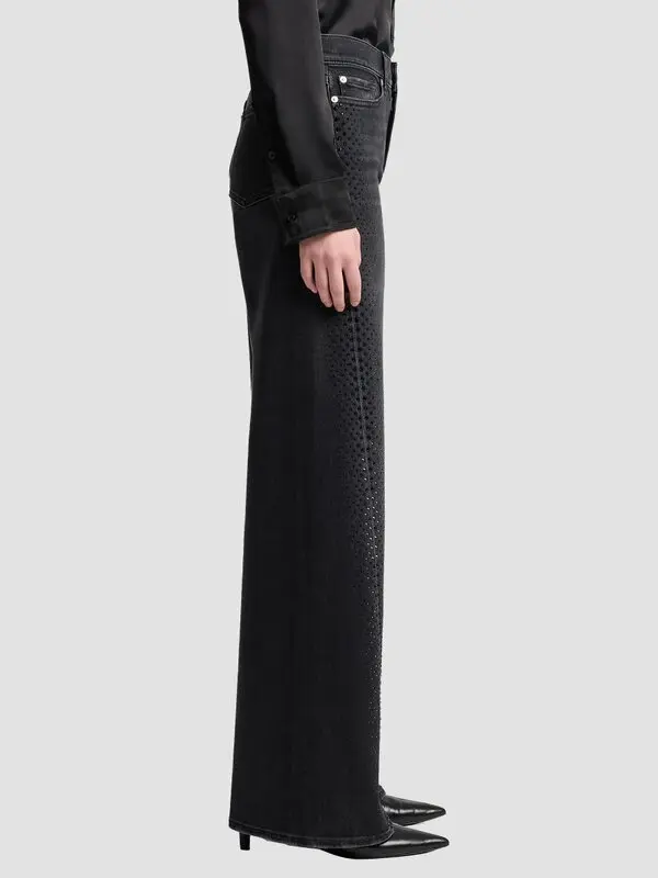 7 For All Mankind Twisted Lotta Rhinestone Wide-leg Jeans