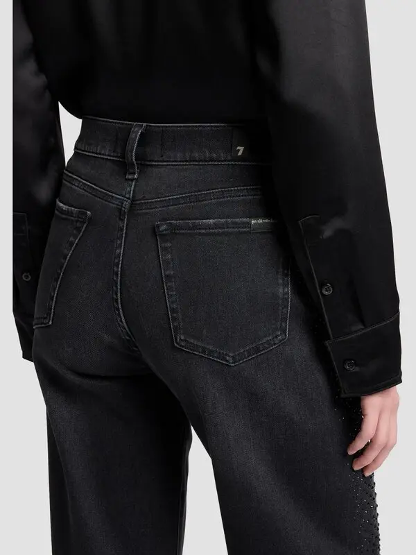 7 For All Mankind Twisted Lotta Rhinestone Wide-leg Jeans