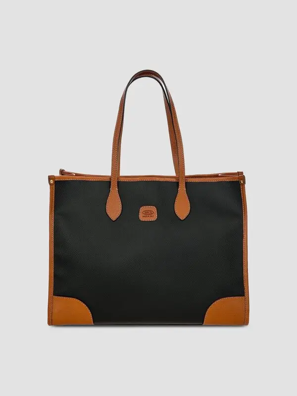 Bric'S Firenze Leather-trim Tote Bag - Black