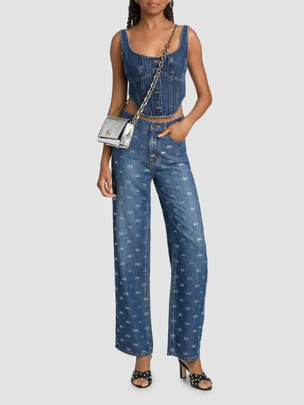 SELF-PORTRAIT Denim Corset Top - Blue