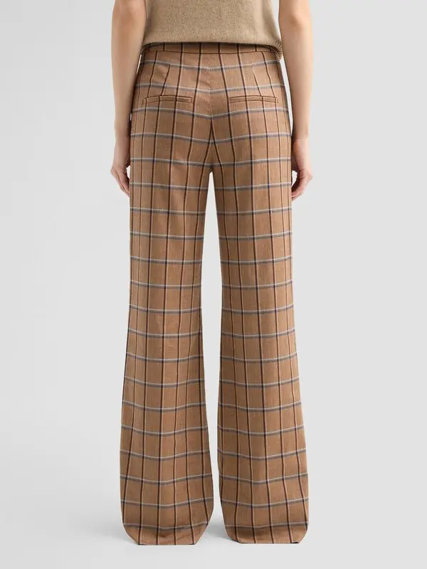 Veronica Beard Tonelli Plaid Flared Pants - Ochre Multi