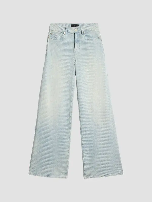 7 For All Mankind Lotta Pinstripe Mid-rise Wide-leg Jeans