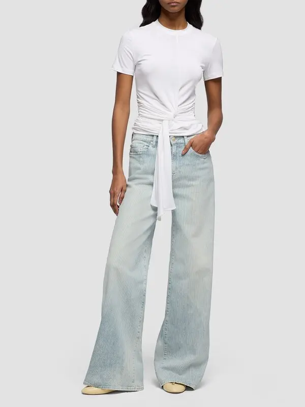7 For All Mankind Lotta Pinstripe Mid-rise Wide-leg Jeans