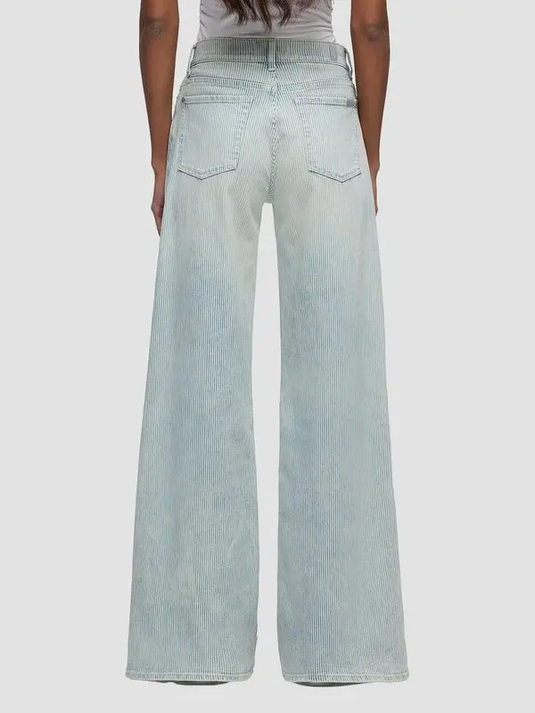 7 For All Mankind Lotta Pinstripe Mid-rise Wide-leg Jeans