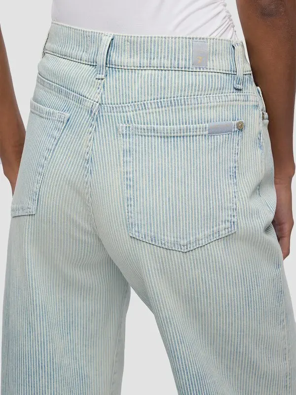 7 For All Mankind Lotta Pinstripe Mid-rise Wide-leg Jeans