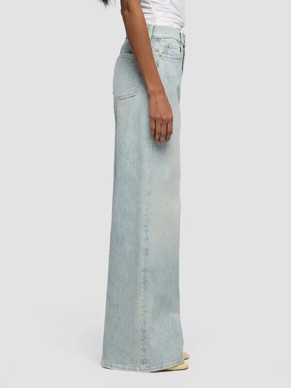 7 For All Mankind Lotta Pinstripe Mid-rise Wide-leg Jeans