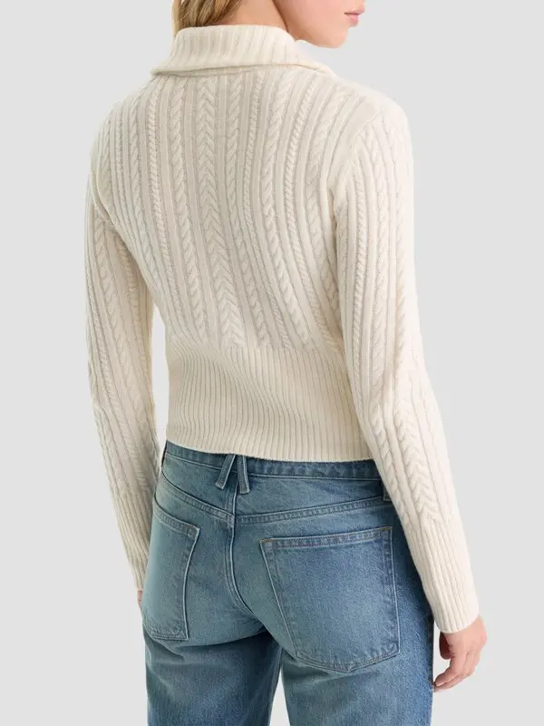 Good American The Cable Cashmere-wool Zip-front Sweater