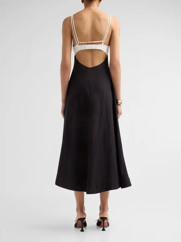 Simkhai Corabeth Colorblocked Midi-dress - Black Multi