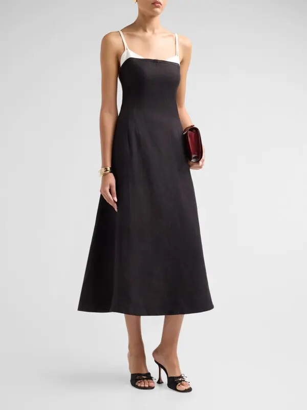 Simkhai Corabeth Colorblocked Midi-dress - Black Multi