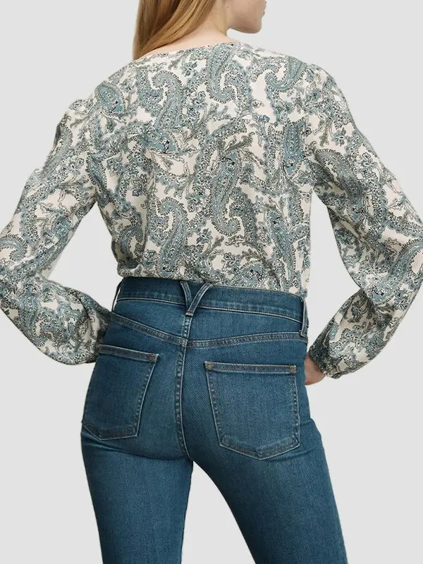Veronica Beard Farah Paisley V-neck Blouse