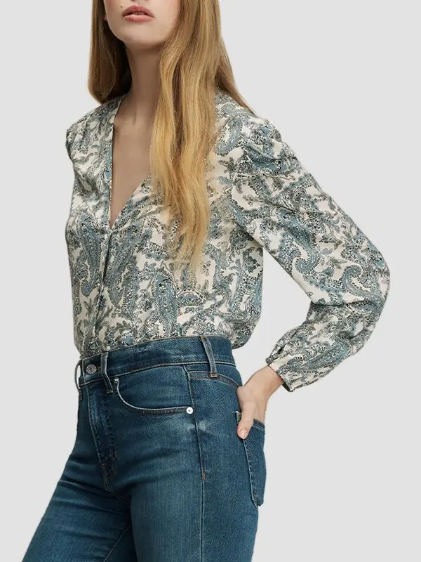 Veronica Beard Farah Paisley V-neck Blouse