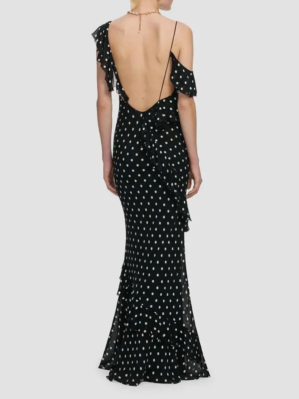 SELF-PORTRAIT Polka Dot Georgette Maxi Dress