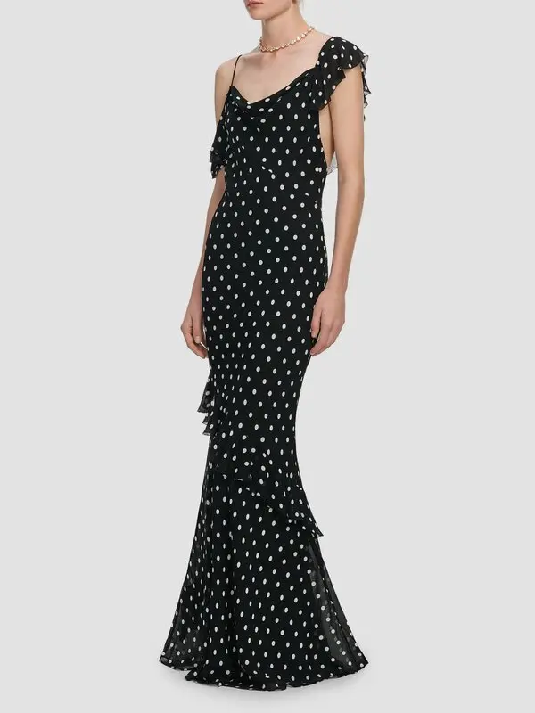 SELF-PORTRAIT Polka Dot Georgette Maxi Dress
