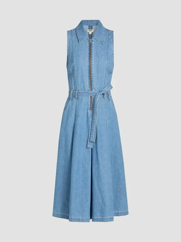 L'Agence Kieran Denim Belted Shirtdress