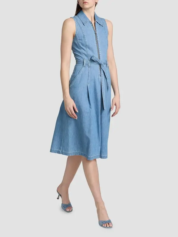 L'Agence Kieran Denim Belted Shirtdress