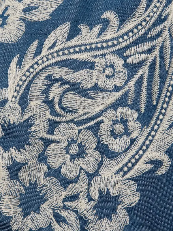 IF ONLY STUDIO Embroidered Chambray Button-front Shirt