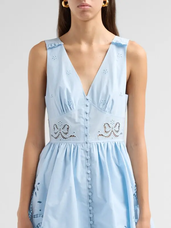 SELF-PORTRAIT Eyelet Embroidered Cotton Mini Dress