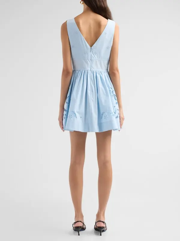 SELF-PORTRAIT Eyelet Embroidered Cotton Mini Dress
