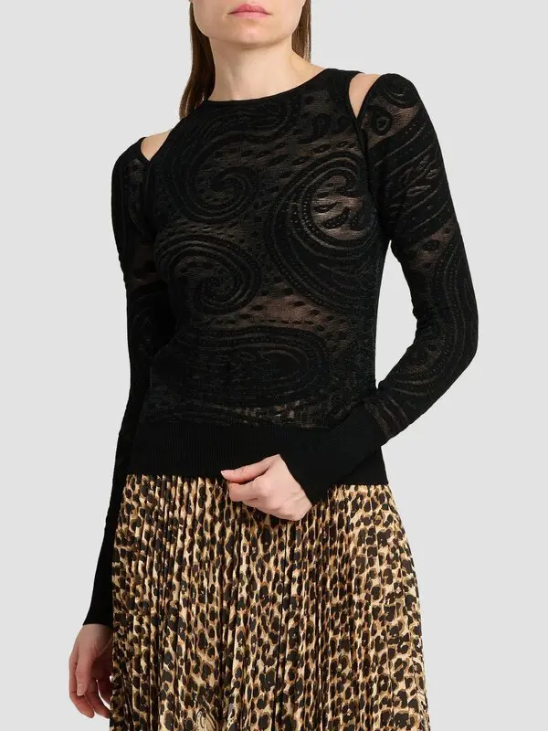 Etro Paisley Cold-shoulder Knit Top