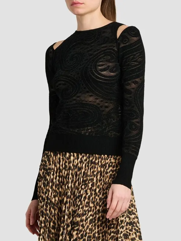 Etro Paisley Cold-shoulder Knit Top