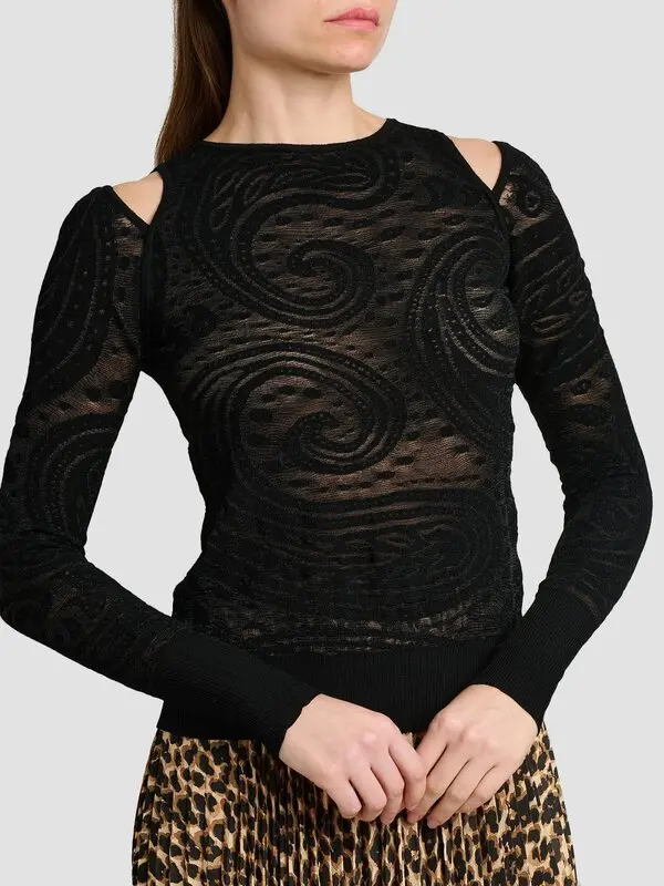 Etro Paisley Cold-shoulder Knit Top