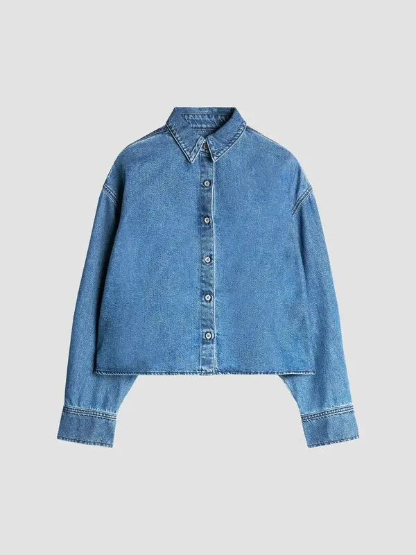7 For All Mankind Nina Denim Crop Shirt