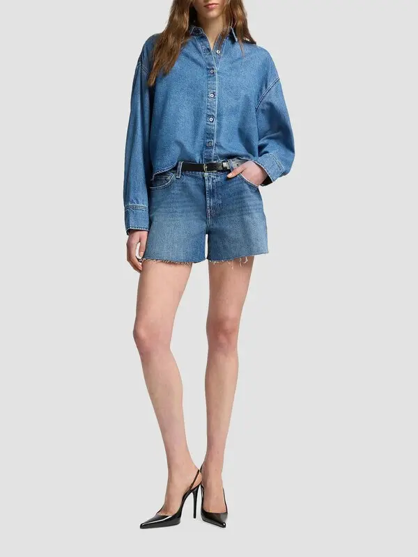 7 For All Mankind Nina Denim Crop Shirt