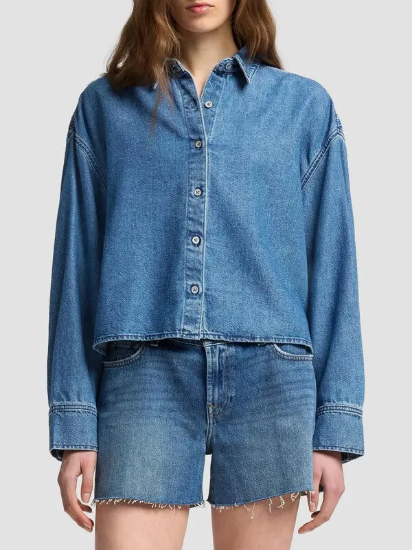 7 For All Mankind Nina Denim Crop Shirt