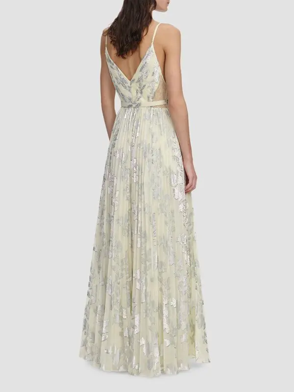SELF-PORTRAIT Metallic Chiffon Maxi Dress