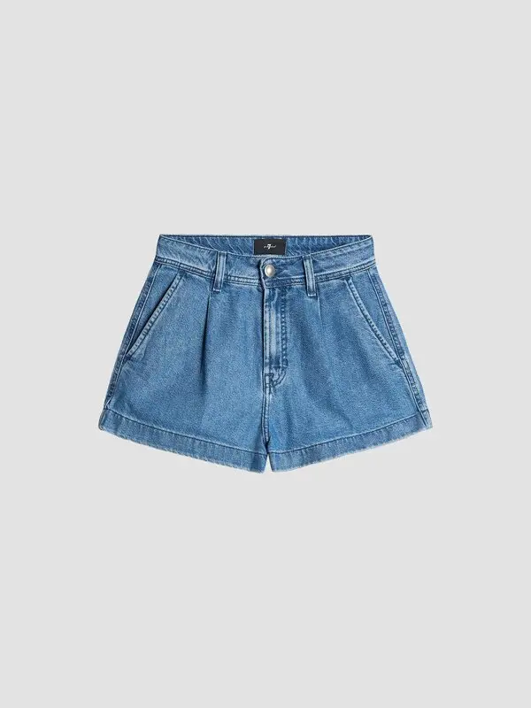7 For All Mankind Pleated Lightweight Denim Shorts