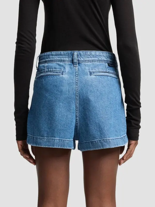 7 For All Mankind Pleated Lightweight Denim Shorts