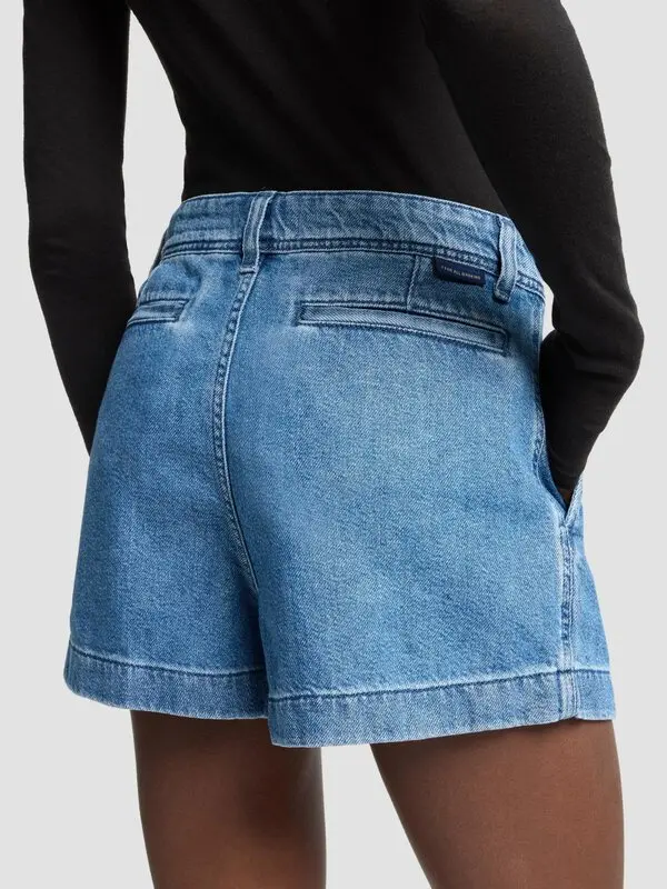 7 For All Mankind Pleated Lightweight Denim Shorts